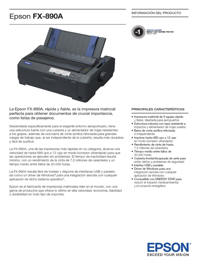 Epson FX 890A Brochures 1 PDF | PDF | Impresora (Computación) | Equipo ...