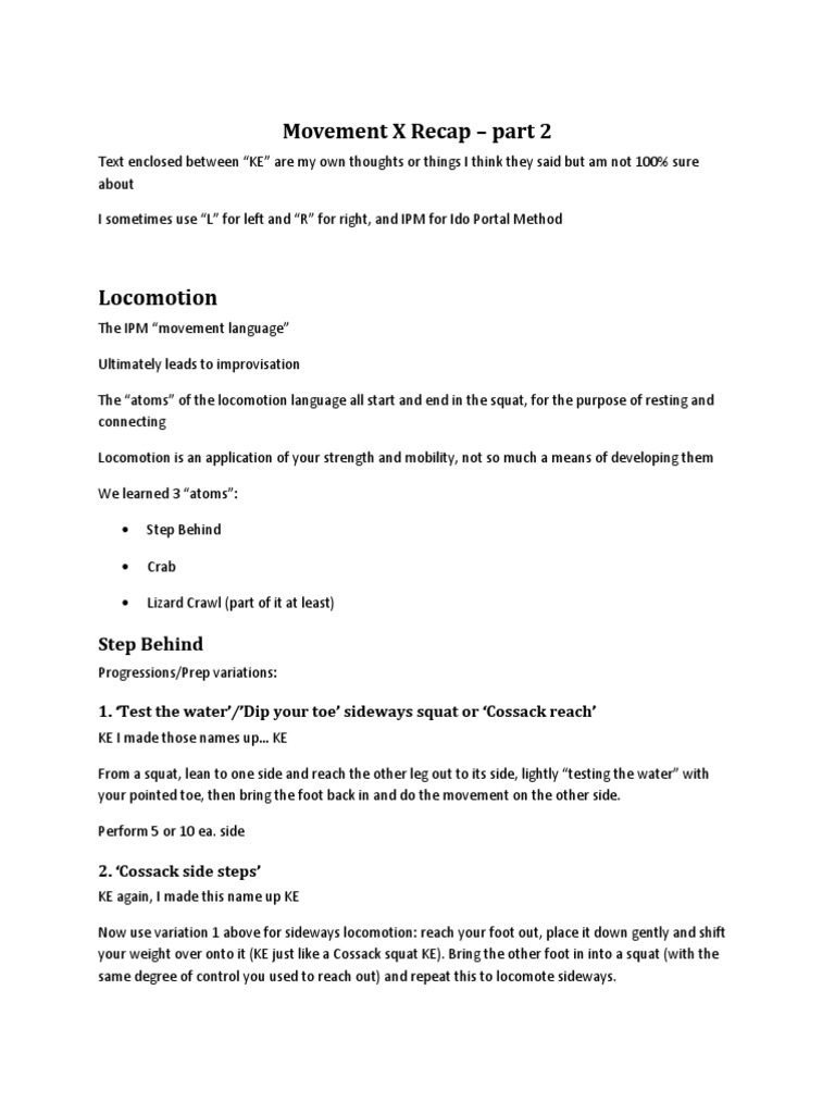 Movement X Recap: Locomotion Techniques | PDF | Sports | Leisure
