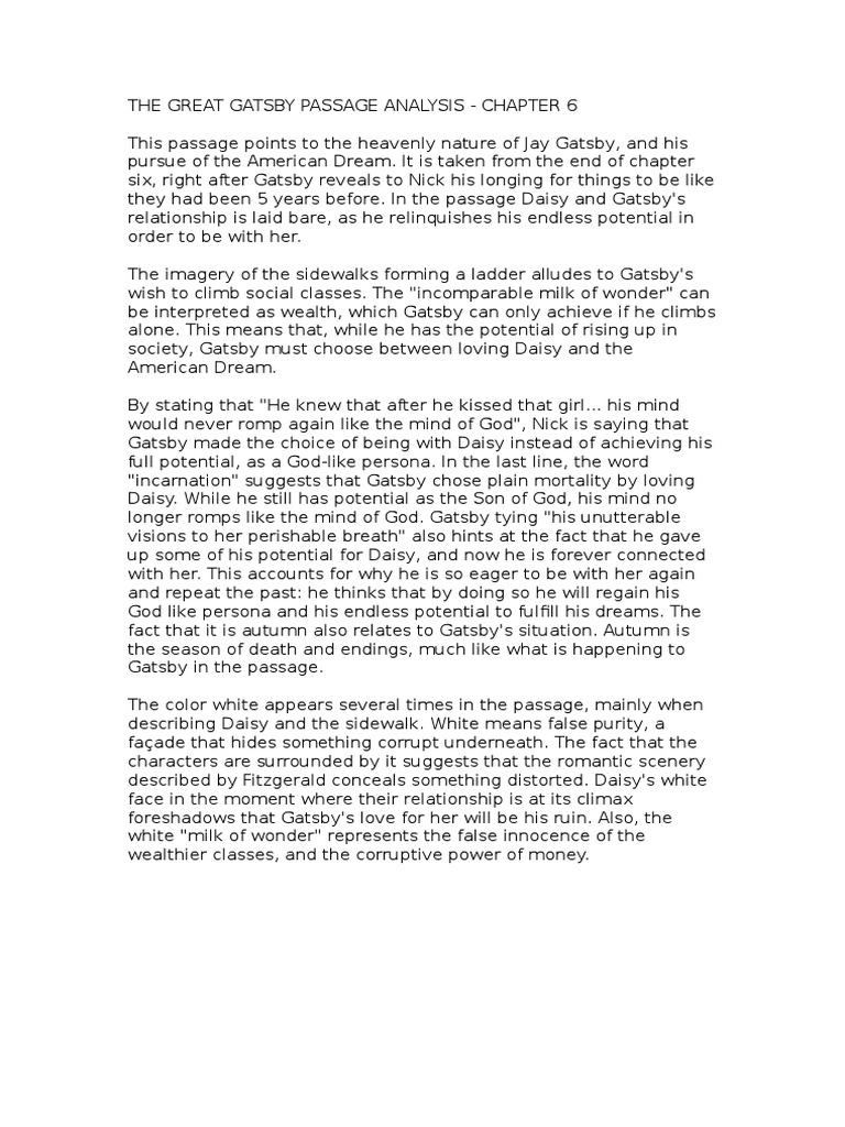 The Great Gatsby Passage Analysis | PDF | The Great Gatsby