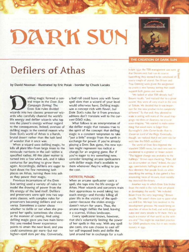 Dark Sun Defilers of Athas | PDF