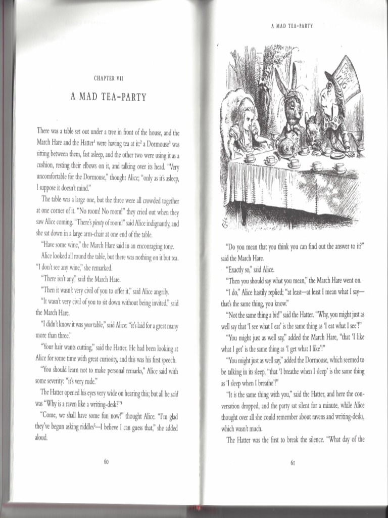 Alice's Adventures in Wonderland, Pp. 60-68 (A Mad Tea-Party) | PDF ...