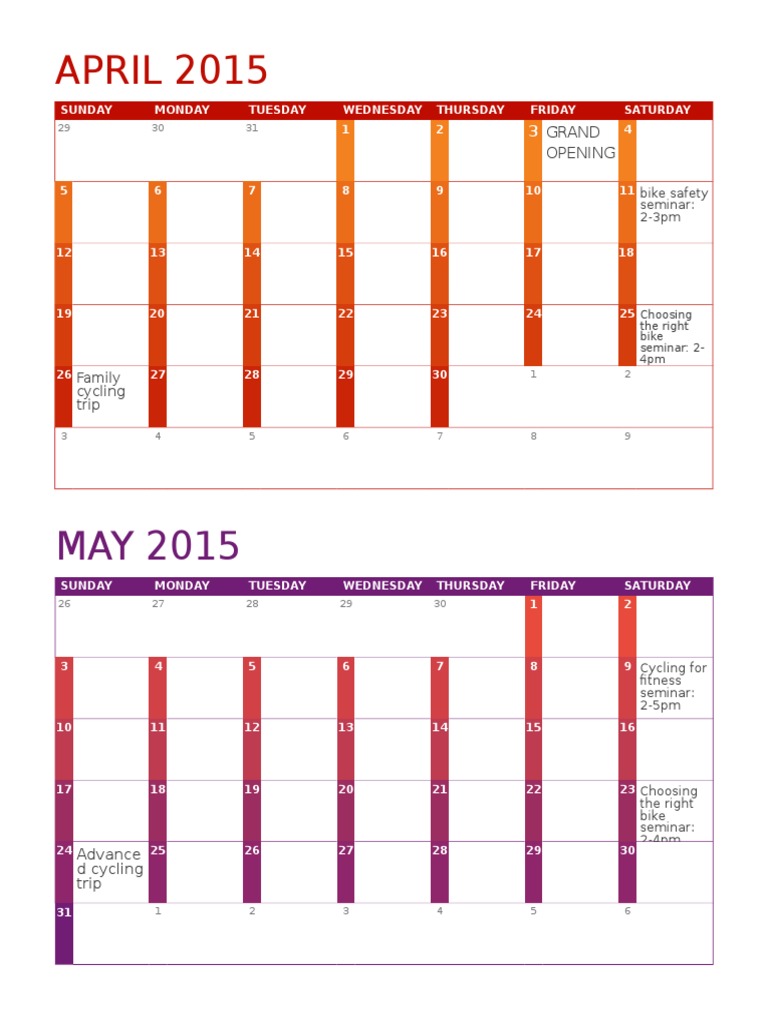 Cycling Events Calendar 2015 | PDF