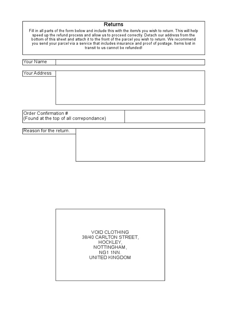 Return Instructions for Customers | PDF | Law