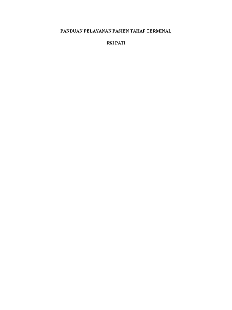 Panduan Pelayanan Pasien Tahap Terminal | PDF