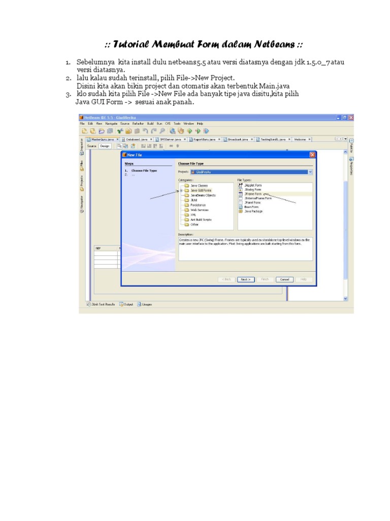 Tutorial Membuat Form Dalam Netbeans - Versi2 | PDF