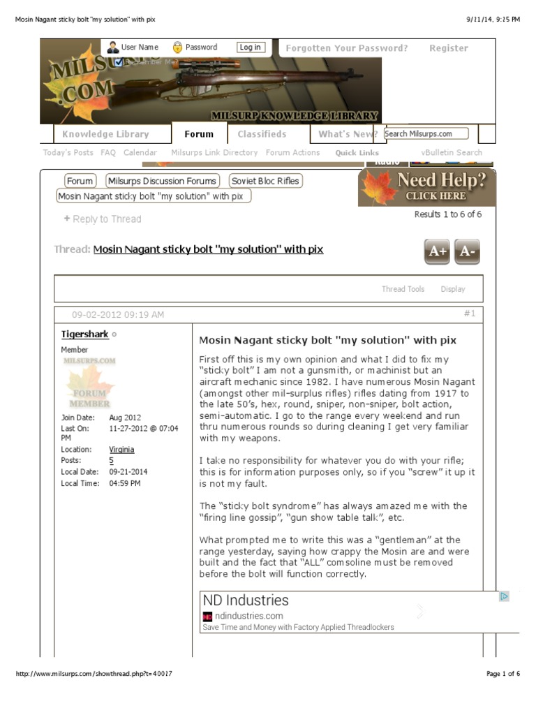 Mosin Nagant Sticky Bolt With Pix | PDF | Internet Forum | Rifle