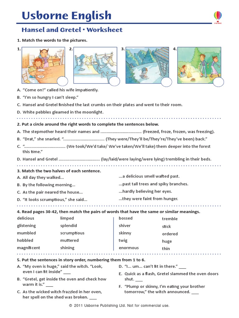 Hansel and Gretel Worksheet | PDF