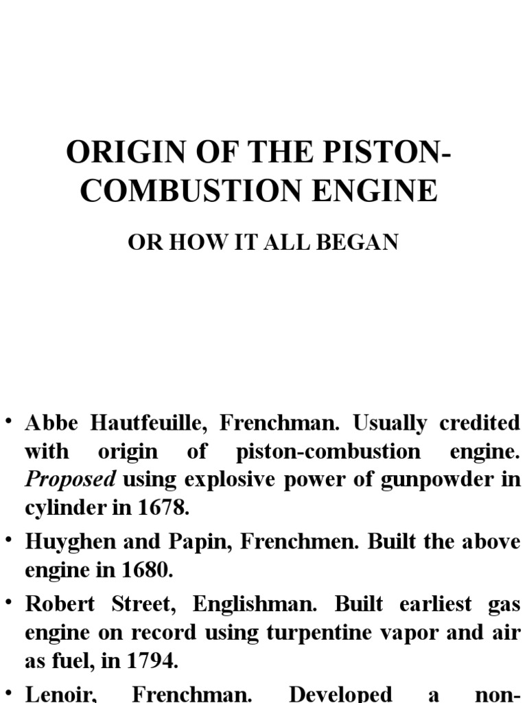 Origin of The Piston-Combustion Engine | PDF | Internal Combustion Engine | Diesel Engine