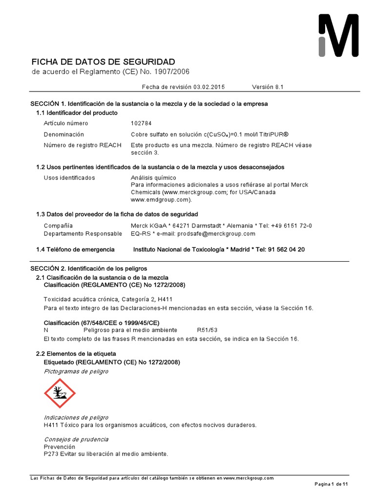 Ficha de Seguridad | PDF | Toxicidad | Agua