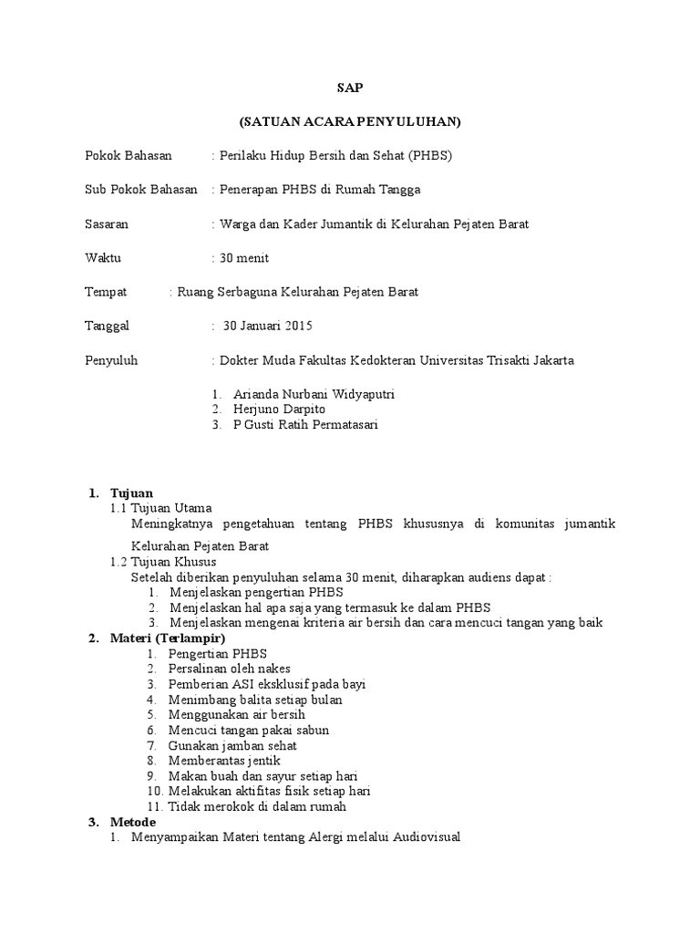 Contoh Sap Penyuluhan Kesehatan - Perumperindo.co.id