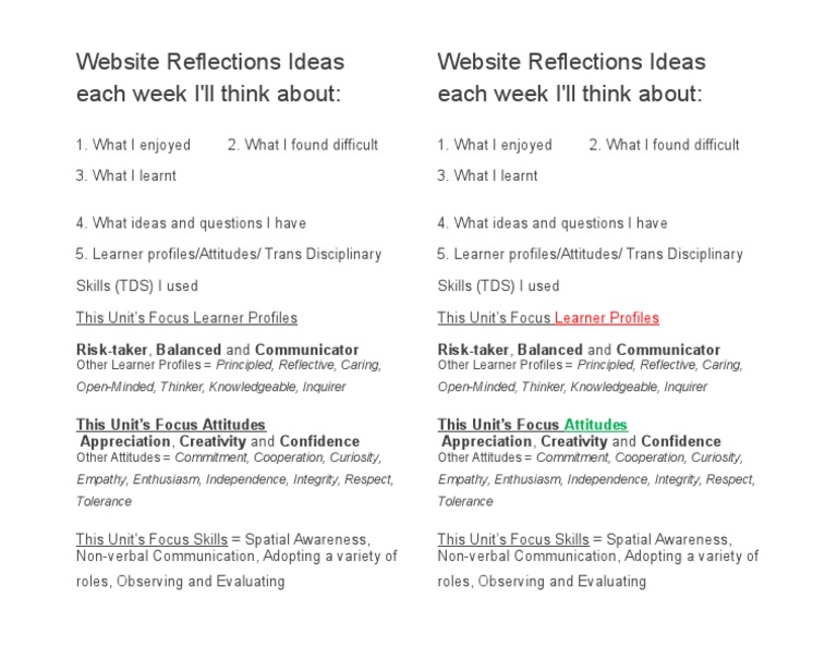 Weekly Website Reflection Guide | PDF | Career & Growth | Self-Improvement