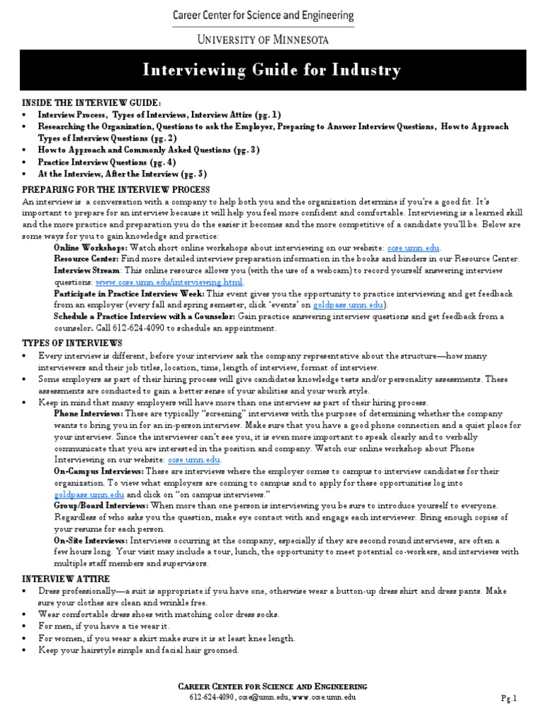 Interviewing Guide For Industry | PDF | Interview | Question