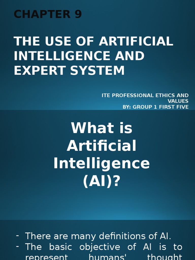 Chapter 9, Group 1 - The Use of Artificial Intelligence and Expert ...