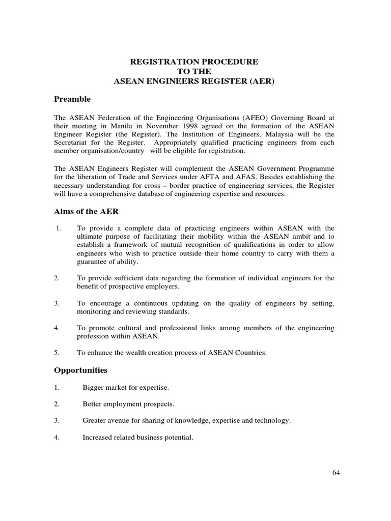 ASEAN Engineers Register Overview | PDF
