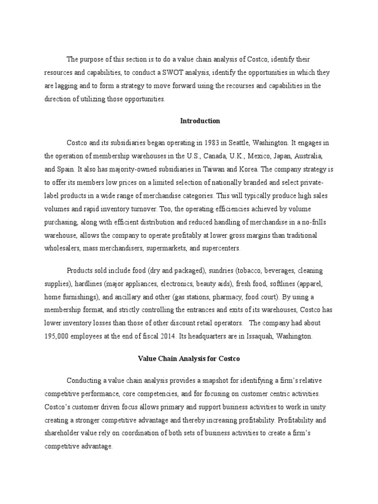 Analyzing Costco's Value Chain, Resources, Capabilities and Strategies ...