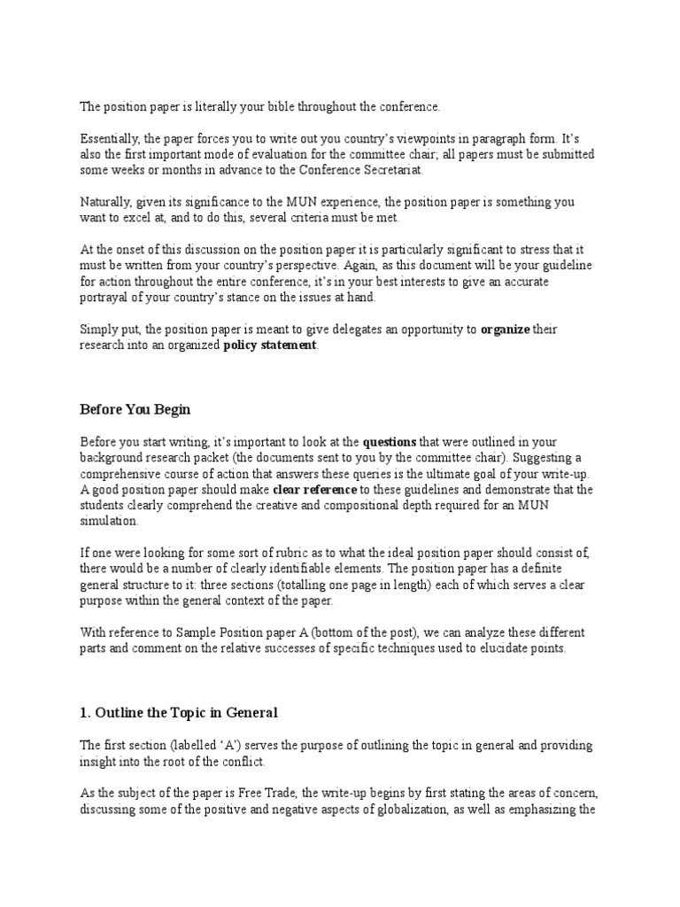 How To Make A Position Paper | PDF | Opec | Free Trade
