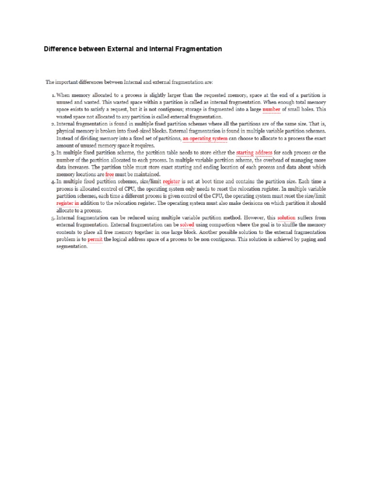 External and Internal Fragmentation | PDF