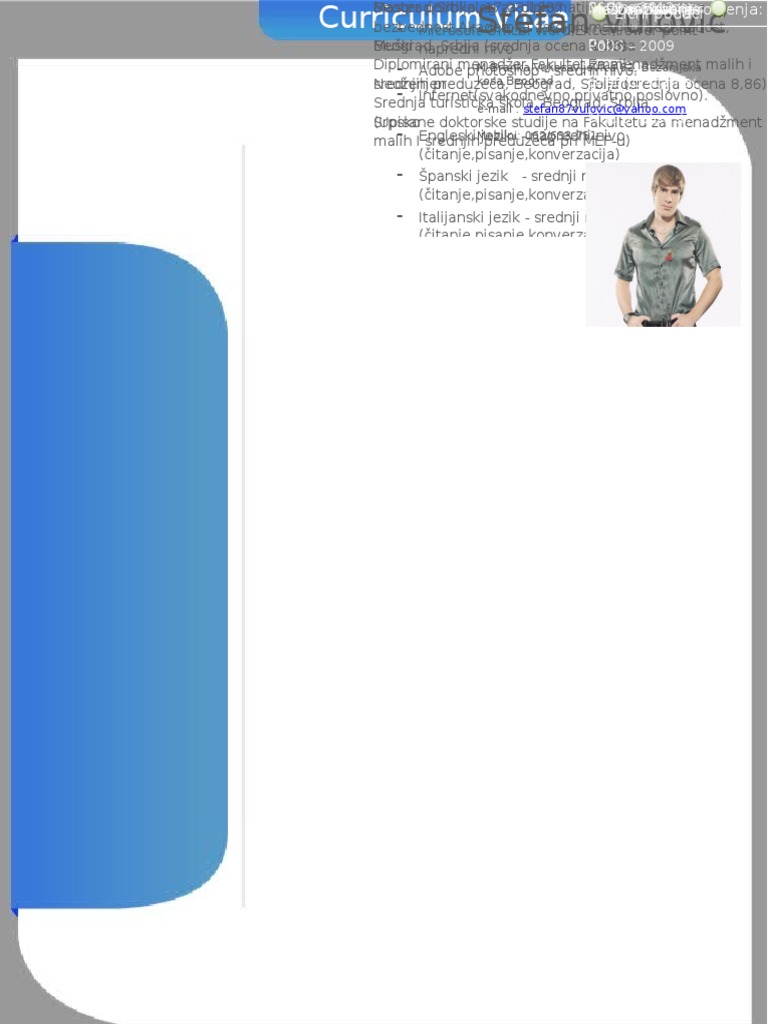 CV Srpski Stefan Vulovic Original | PDF