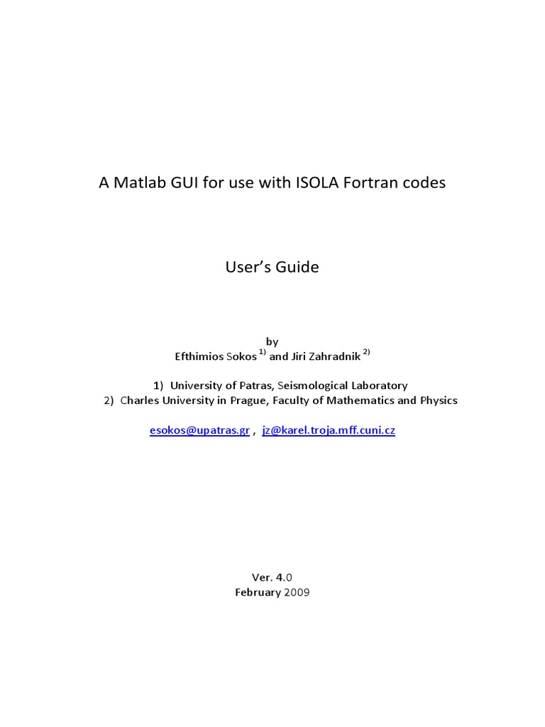 A Matlab GUI For Use With ISOLA Fortran Codes | PDF | Eigenvalues And Eigenvectors | File Format