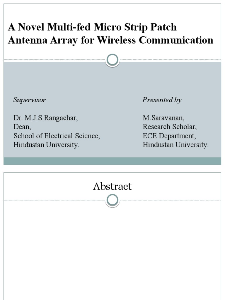A Novel Multi-Fed Micro Strip Patch Antenna Array | PDF