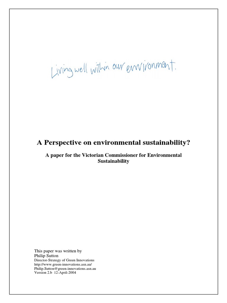 A Perspective On Environmental Sustainability | PDF
