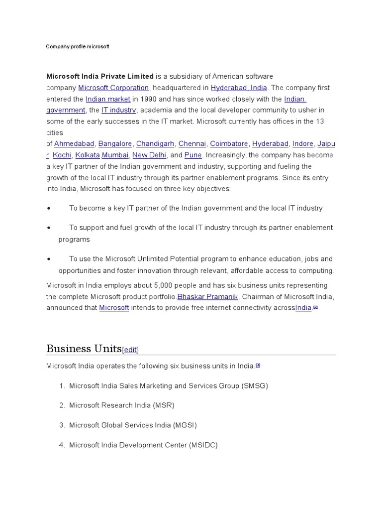 Company Profile Microsoft | PDF | Microsoft Visual Studio | Cloud Computing