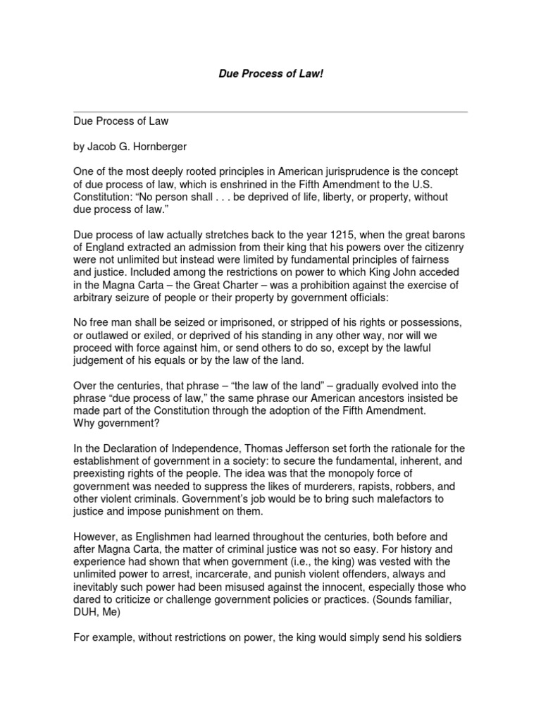 Due Process of Law | Download Free PDF | Habeas Corpus | Due Process Clause