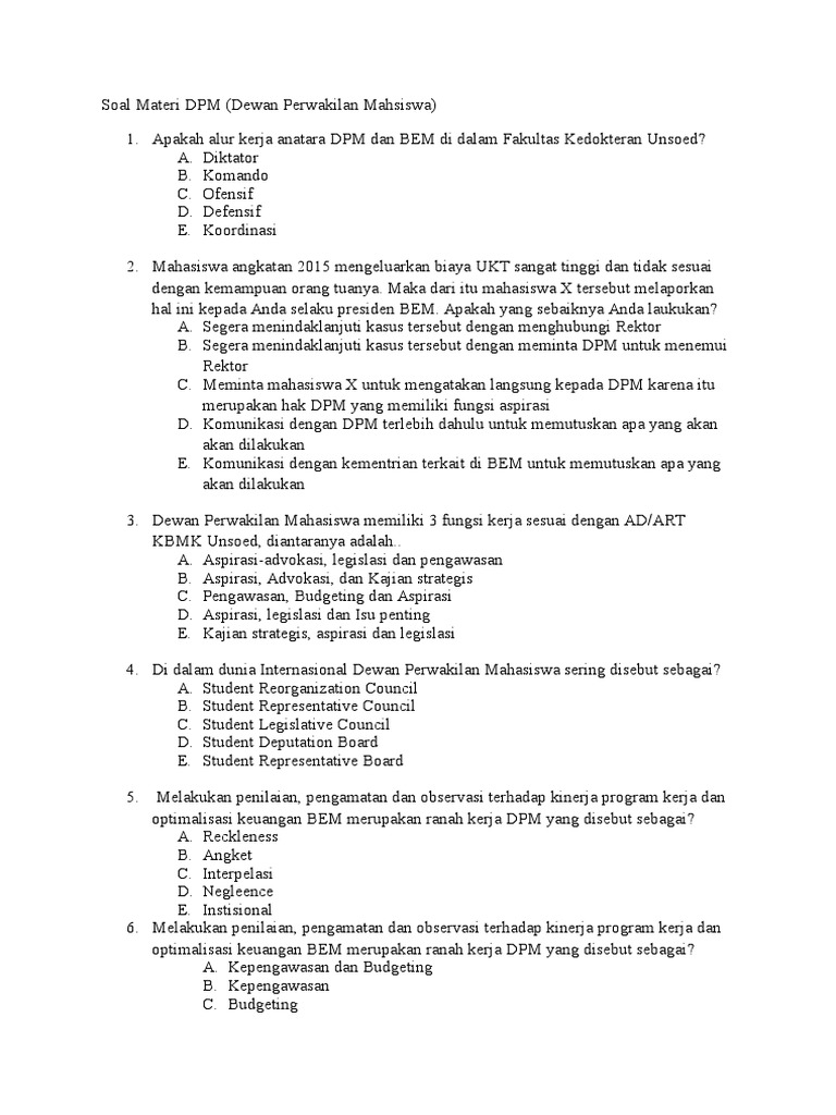 Soal Materi DPM | PDF | Karier & Perkembangan | Bisnis