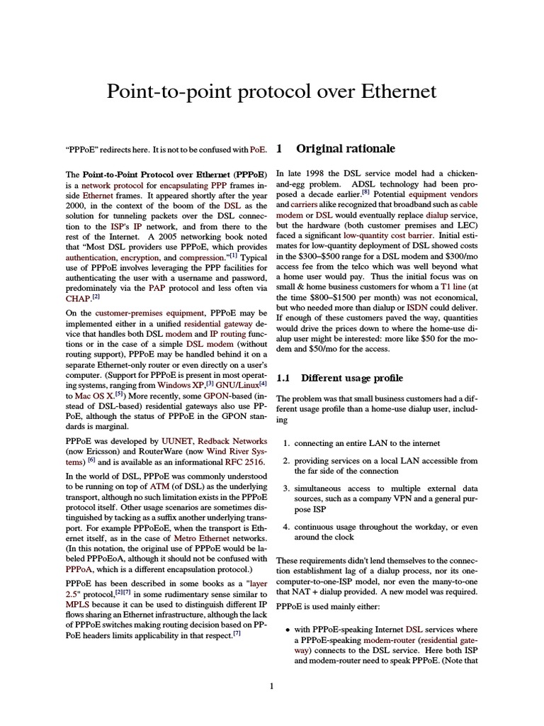 Point-To-point Protocol Over Ethernet | PDF | Telecommunications ...