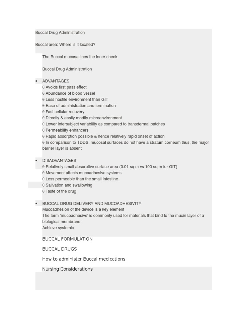 Buccal Drug Administration Module | PDF | Pharmaceutical Sciences | Drugs