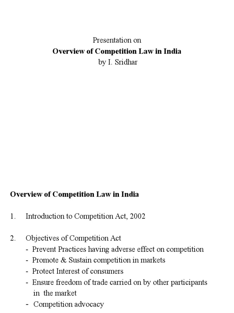 Competition Law Overview in India | PDF | Competition Law | Competition
