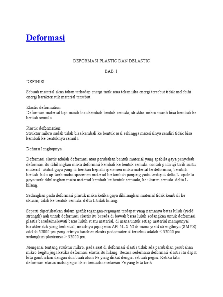 Deformasi Elastis dan Plastis Material | PDF