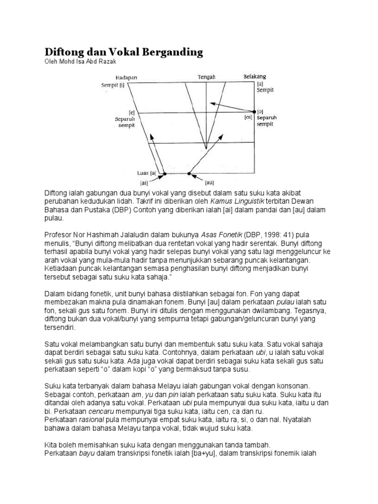 Diftong Dan Vokal Berganding | PDF