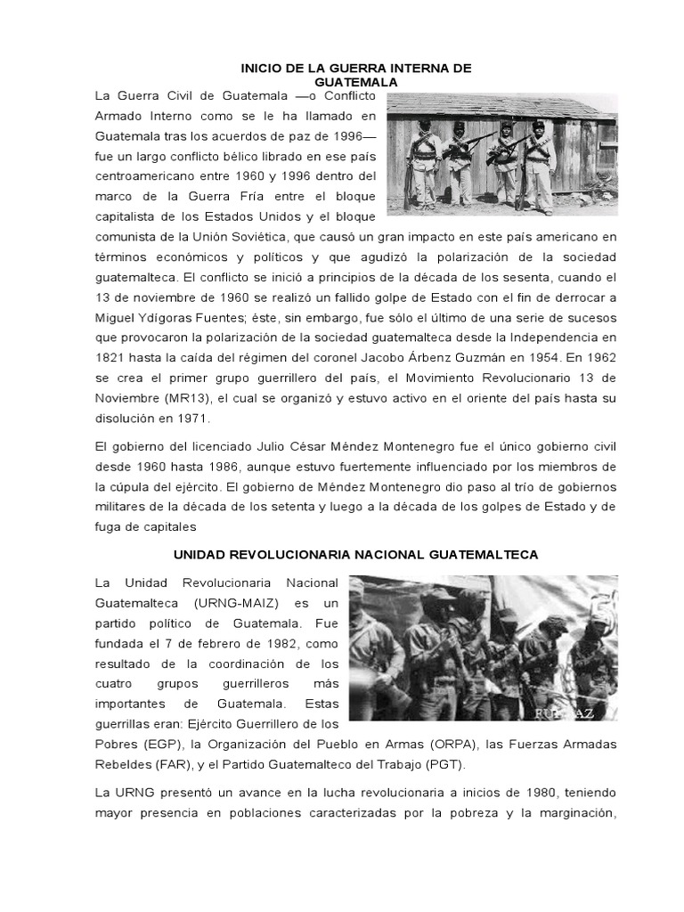 Guerra Civil de Guatemala: Historia y Acuerdos de Paz | PDF | Guatemala ...