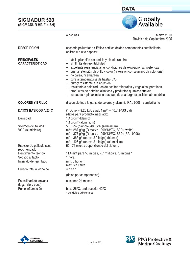 Sigmadur 520 | PDF | Solvente | Aluminio