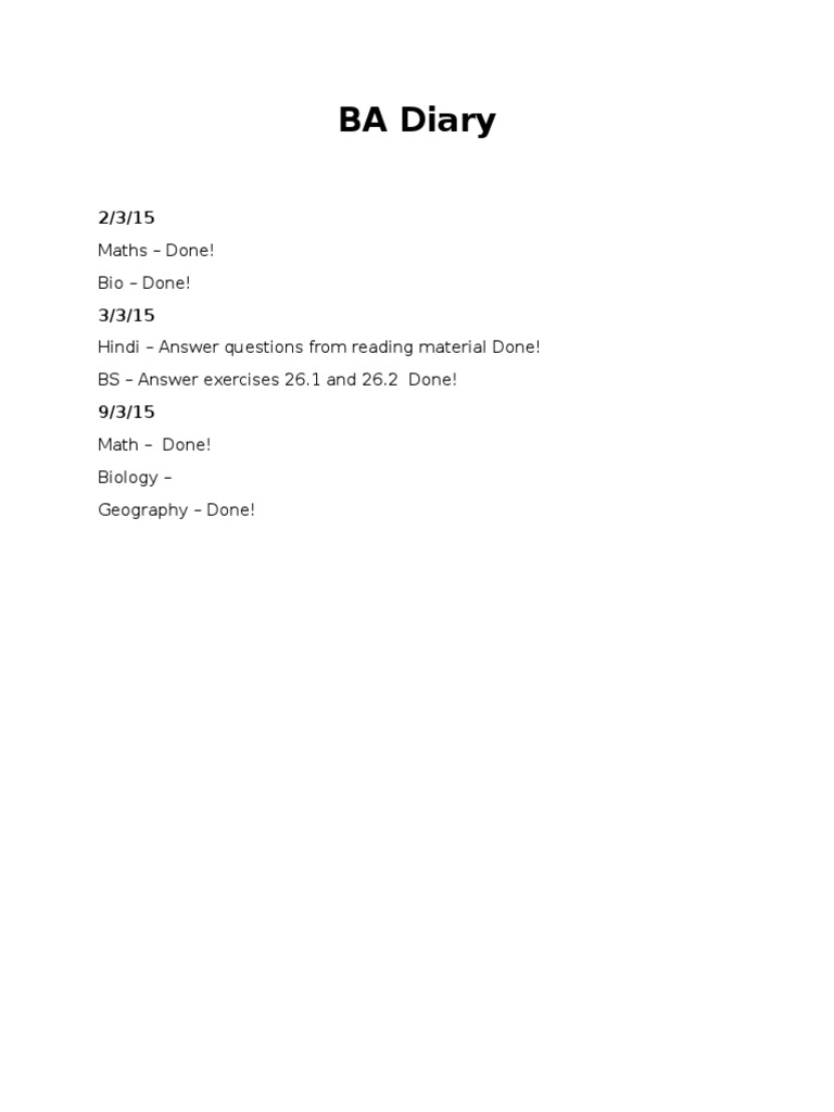 Study Progress Diary Entries | PDF