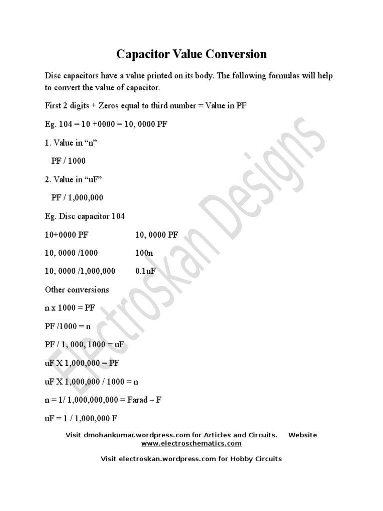 Capacitor Value Conversion Guide | PDF