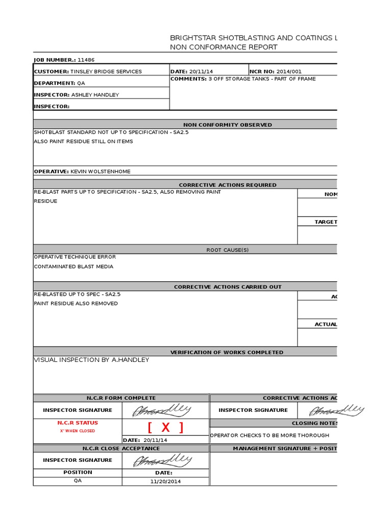 NCR Template | PDF