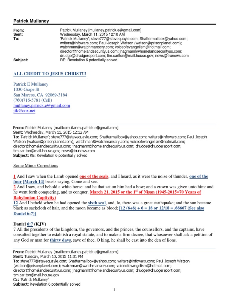 Patrick Mullaney: All Credit To Jesus Christ!!! | PDF | Religious Belief And Doctrine ...