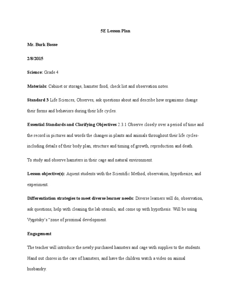5e Lesson Plan Scientific Method Understanding