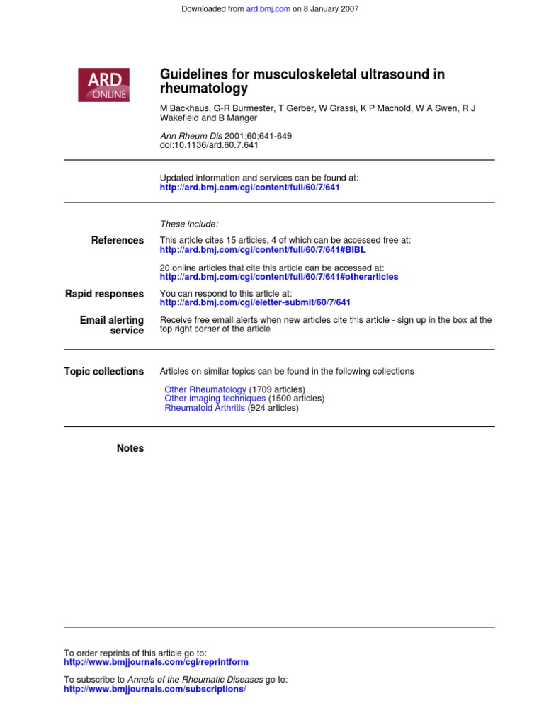 Guidelines For Musculoskeletal Ultrasound in Rheumatology | PDF | Elbow ...