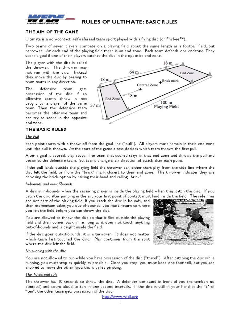 WFDF Rules of Ultimate 2013 - Basic Version | PDF | Teams | Sports ...