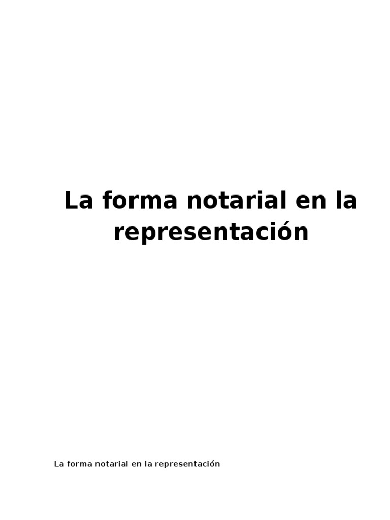 La Forma Notarial en La Representación | PDF | Conceptos legales | Ley ...