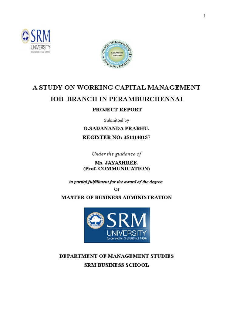Project On Iob | PDF | Finance & Money Management