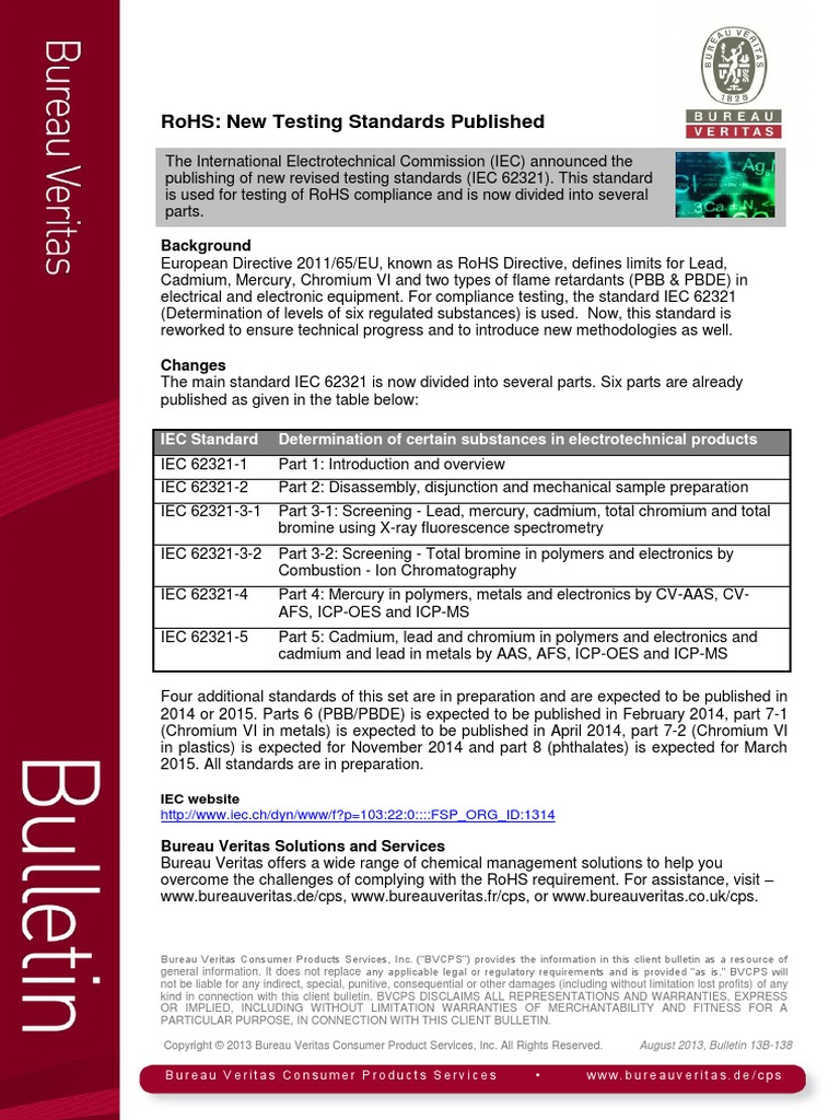 IEC en 62321 Standards For Testing RoHS Compliance | PDF | Chemistry ...