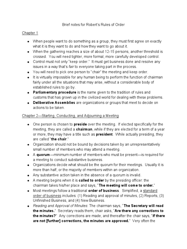 Robert's Rules of Order | PDF | Agenda (Meeting) | By Law