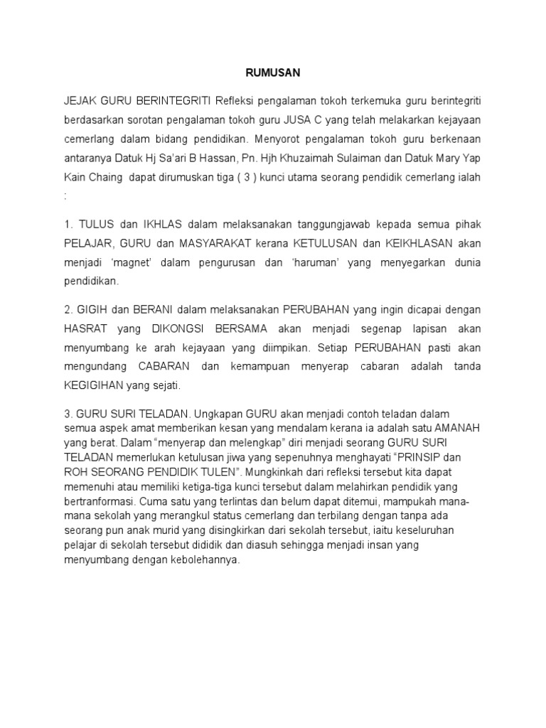 RUMUSAN iNTEGRITI | PDF