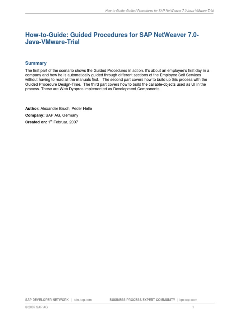 How-to-Guide - Guided Procedures For SAP NetWeaver 7.0-Java-VMware-Trial PDF | PDF | Parameter ...