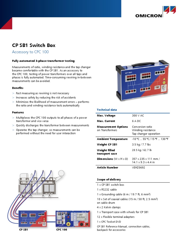 CP SB1 Switch Box: Accessory To CPC 100 | PDF