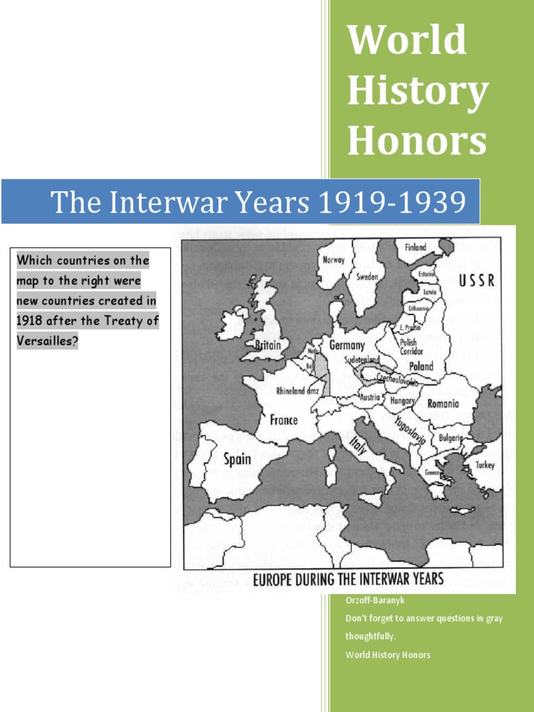The Interwar Years Packet | PDF | Nazi Germany | Adolf Hitler